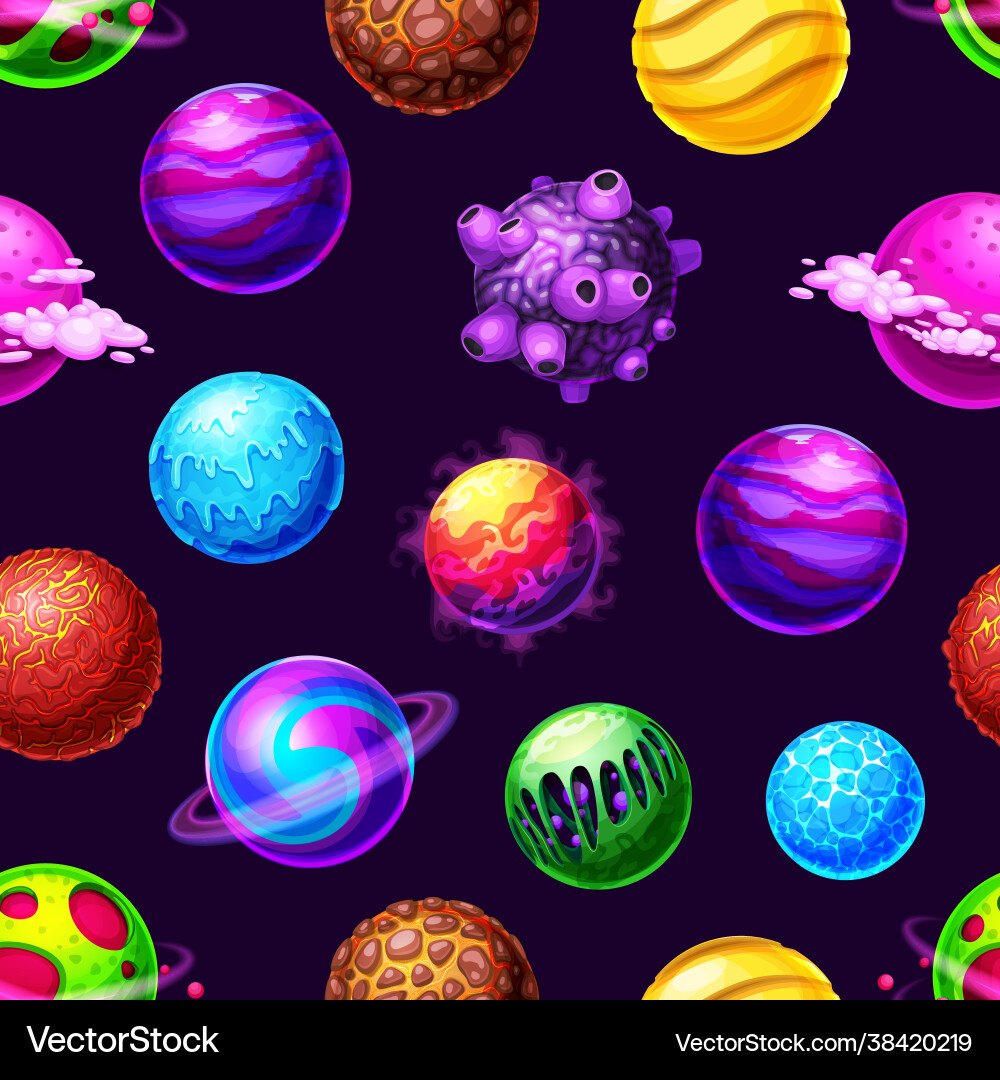 Cartoon galaxy planet space star seamless pattern Vector Image