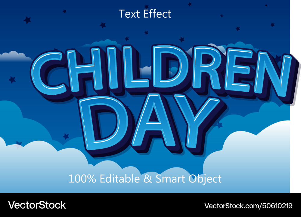Children day editable text effect 3 dimension Vector Image