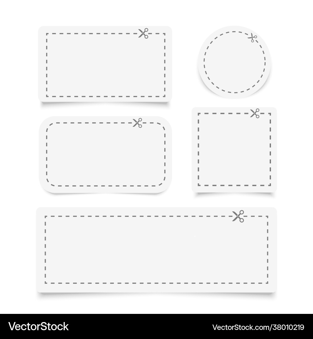 Different shape coupon borders Royalty Free Vector Image