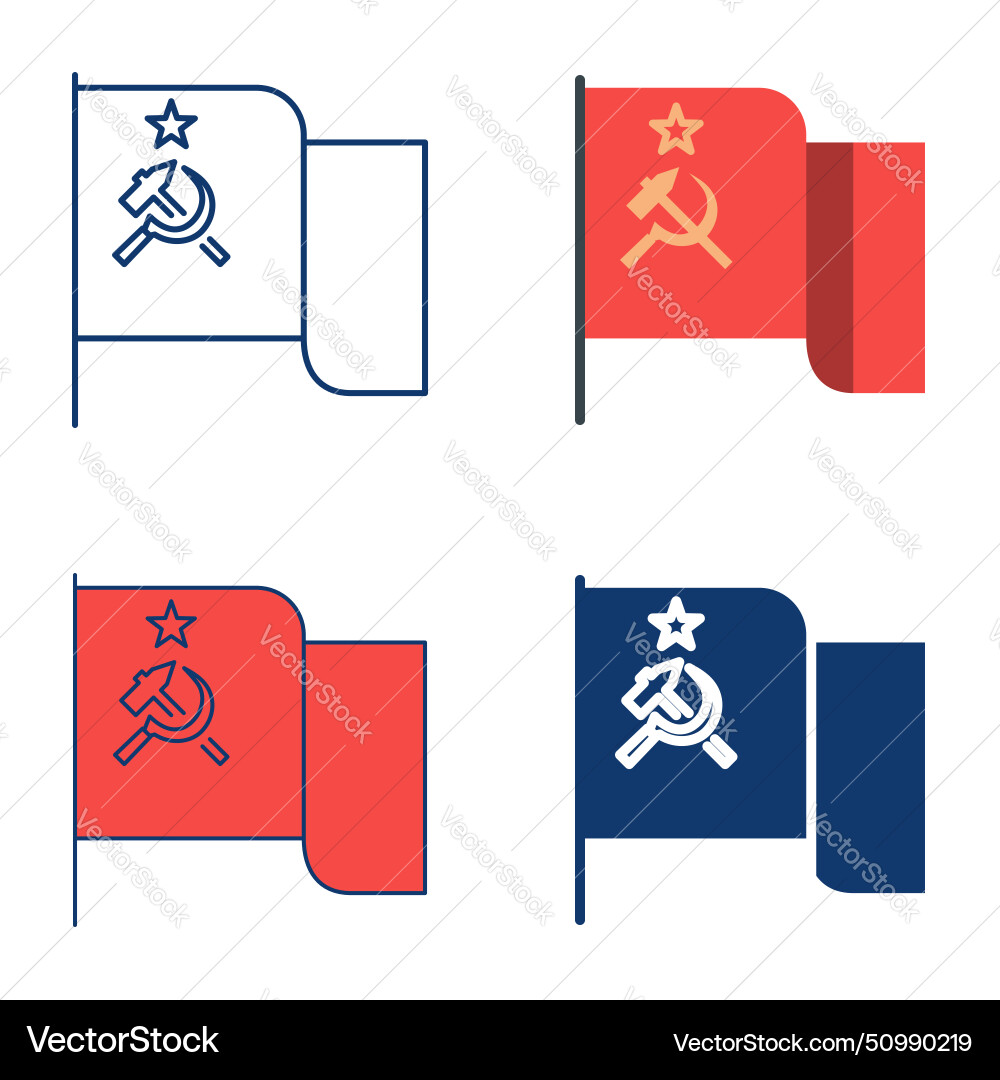 Flag of the soviet union icon set Royalty Free Vector Image
