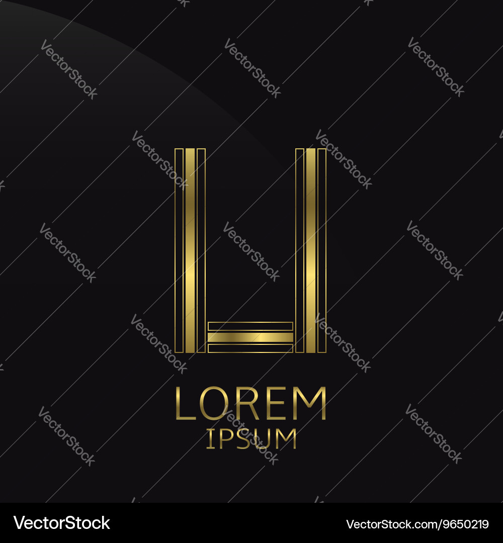 Golden u letter Royalty Free Vector Image - VectorStock
