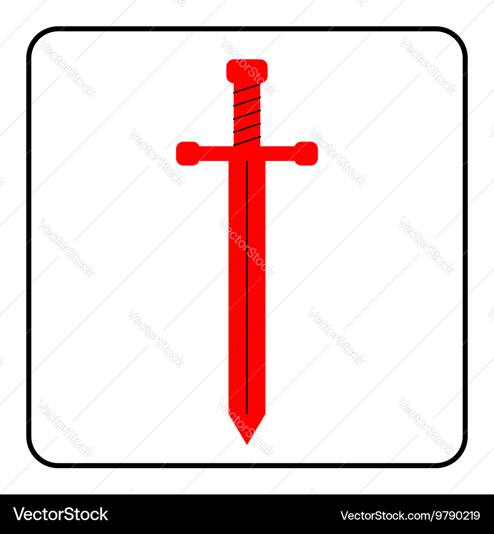Medieval sword icon red Royalty Free Vector Image