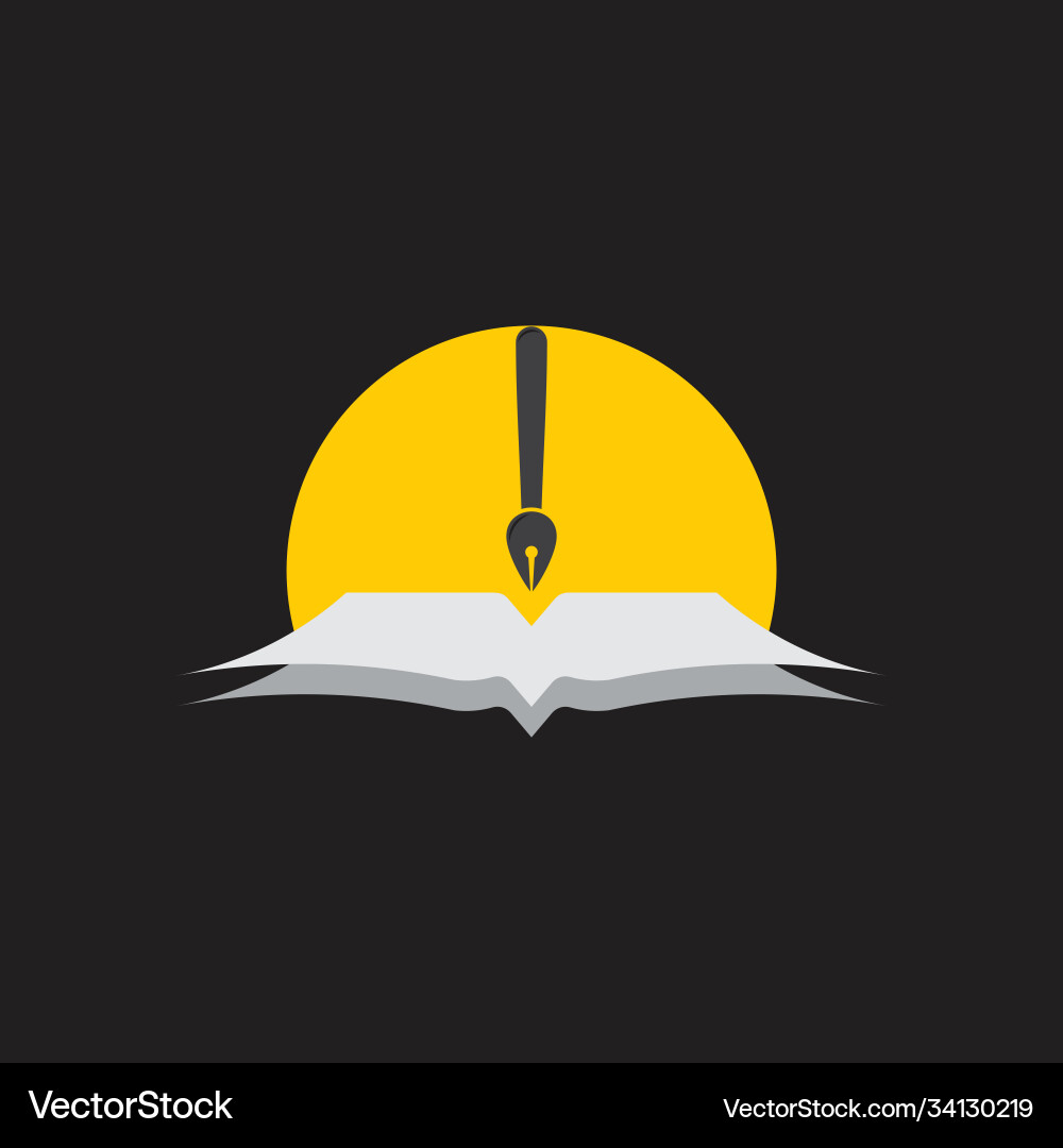 Moon book and pen education logo Royalty Free Vector Image