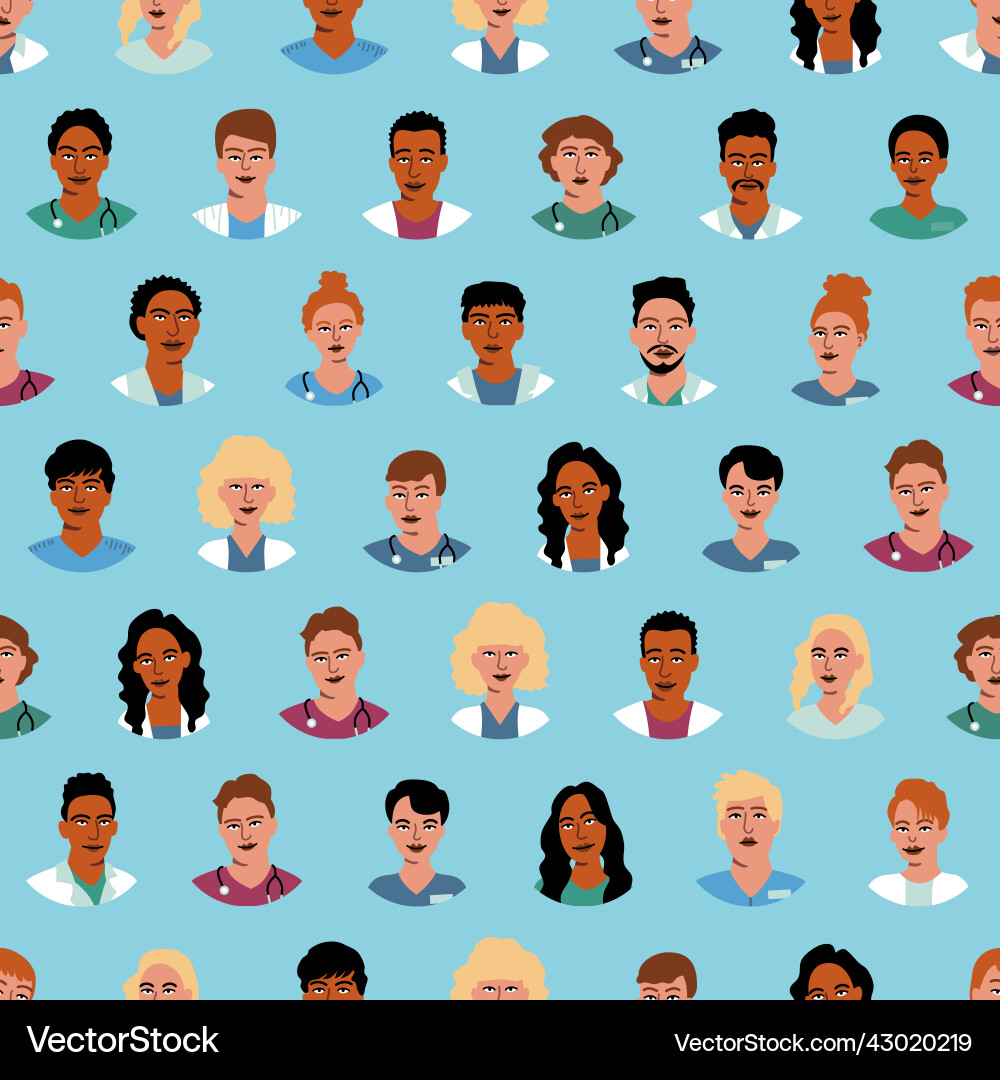 People avatar seamless pattern different Vector Image