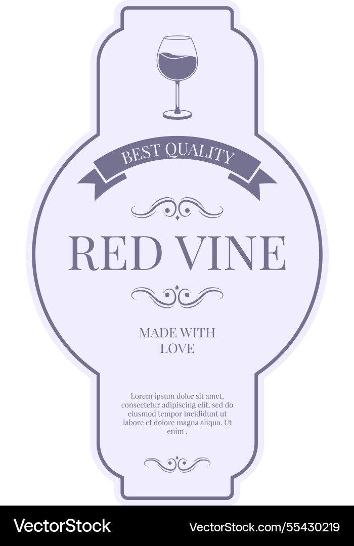 Vintage label for red wine bottle featuring Vector Image