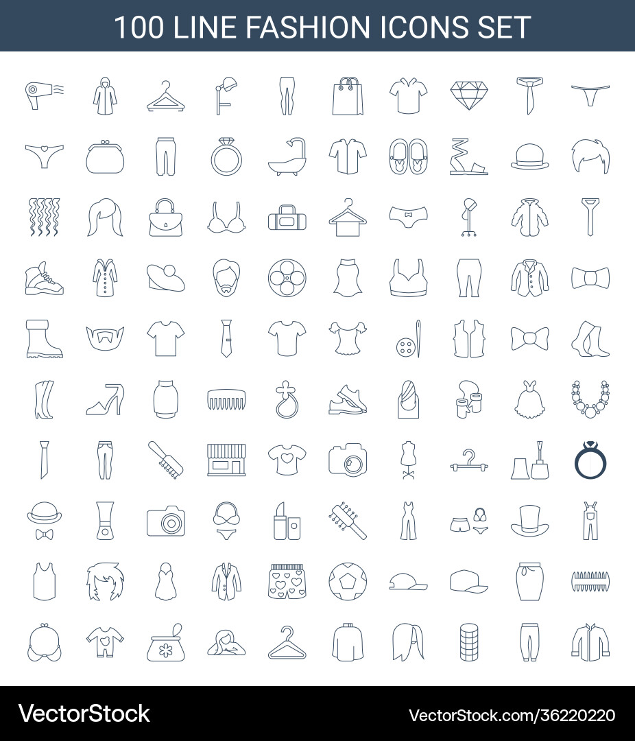 100 Mode-Icons Lizenzfreies Vektorbild - VectorStock
