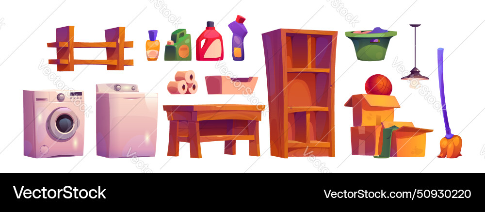 Basement Laundry Storage Room Royalty Free Vector Image