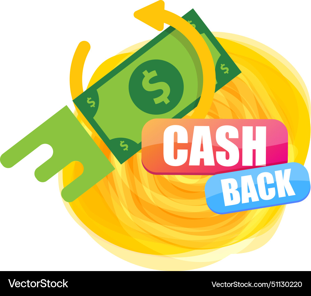 Cash back icon with dollar isolated Royalty Free Vector