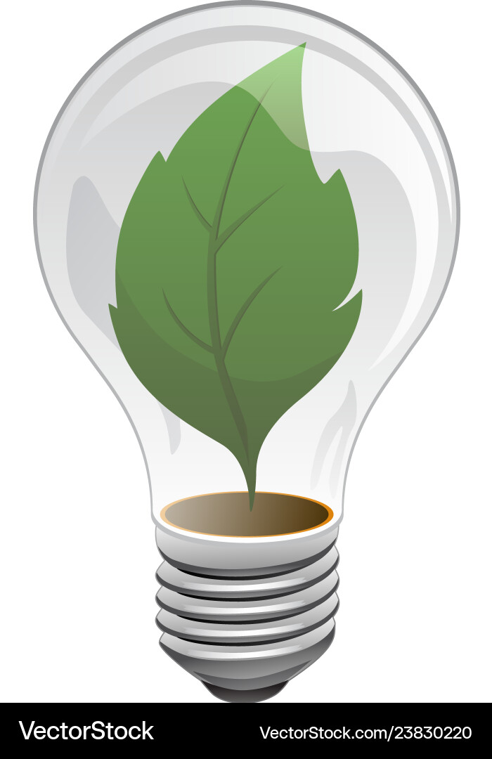 Clean energy leaf light bulb logo Royalty Free Vector Image