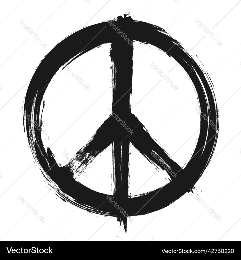 CND Peace Symbol - Grunge Ink Royalty Free Vector Image