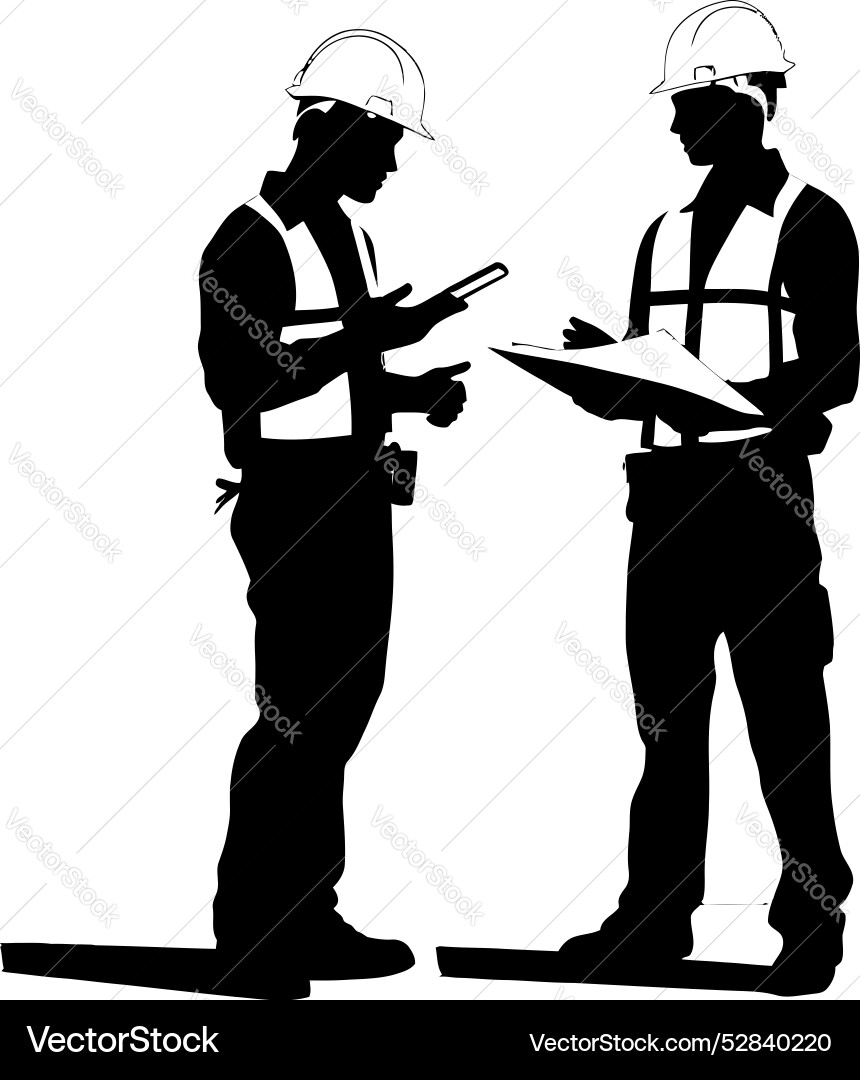 Engineering ensemble paper holding engineers logo Vector Image