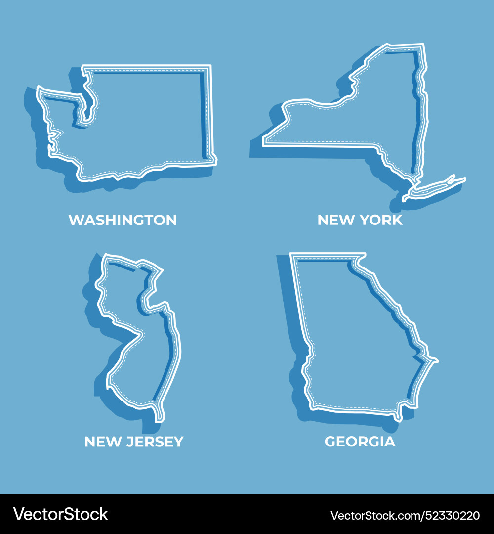 Flat design usa states outline map Royalty Free Vector Image