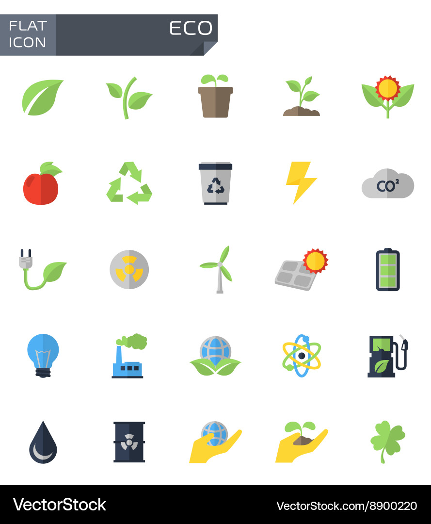Flat eco icons set Royalty Free Vector Image - VectorStock