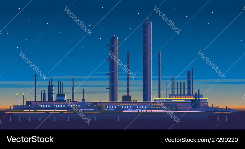 Industrial factory at night Royalty Free Vector Image