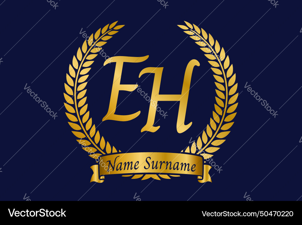 Initial letter e and h eh monogram logo design Vector Image