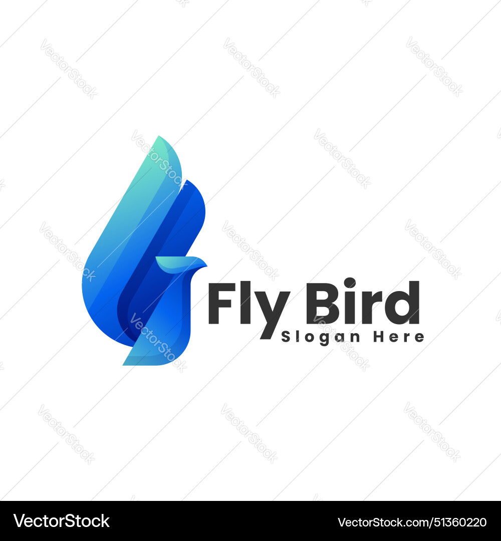 Logo fly bird gradient colorful style Royalty Free Vector