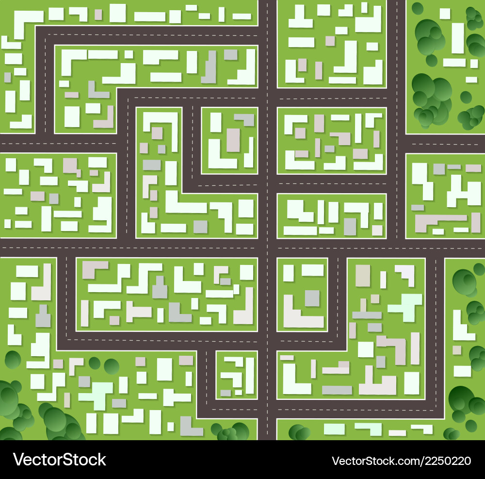 Plan city with streets and houses Royalty Free Vector Image