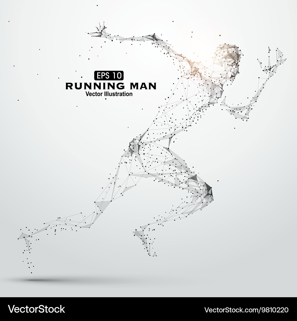 Running man points lines and connected to form Vector Image
