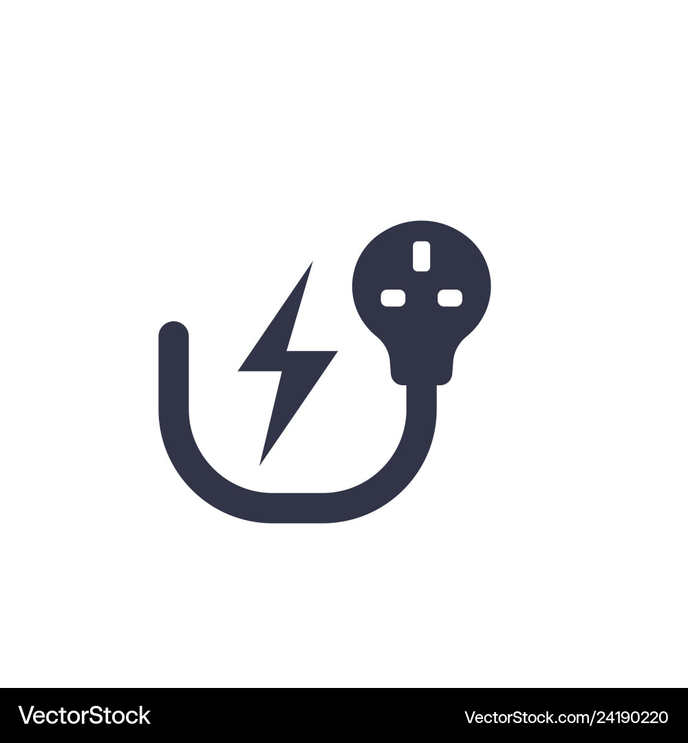 Uk electric plug electricity symbol on white Vector Image