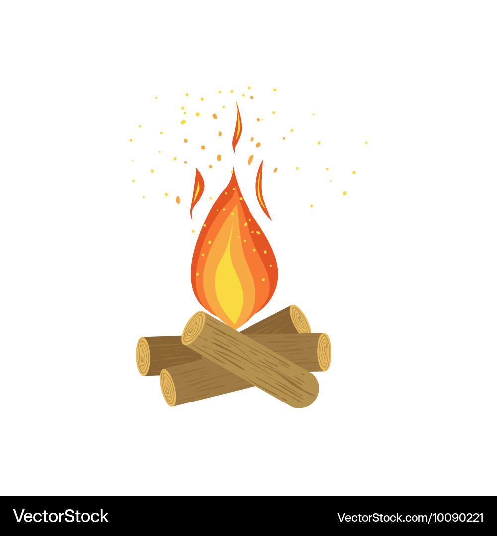Camp fire on logs of wood Royalty Free Vector Image