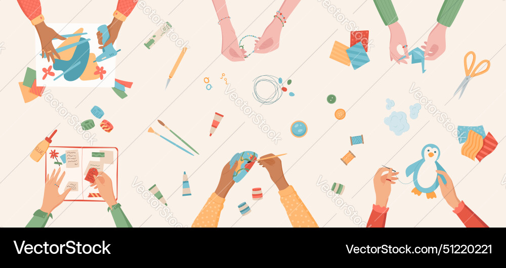 Colorful cartoon art craft group background banner