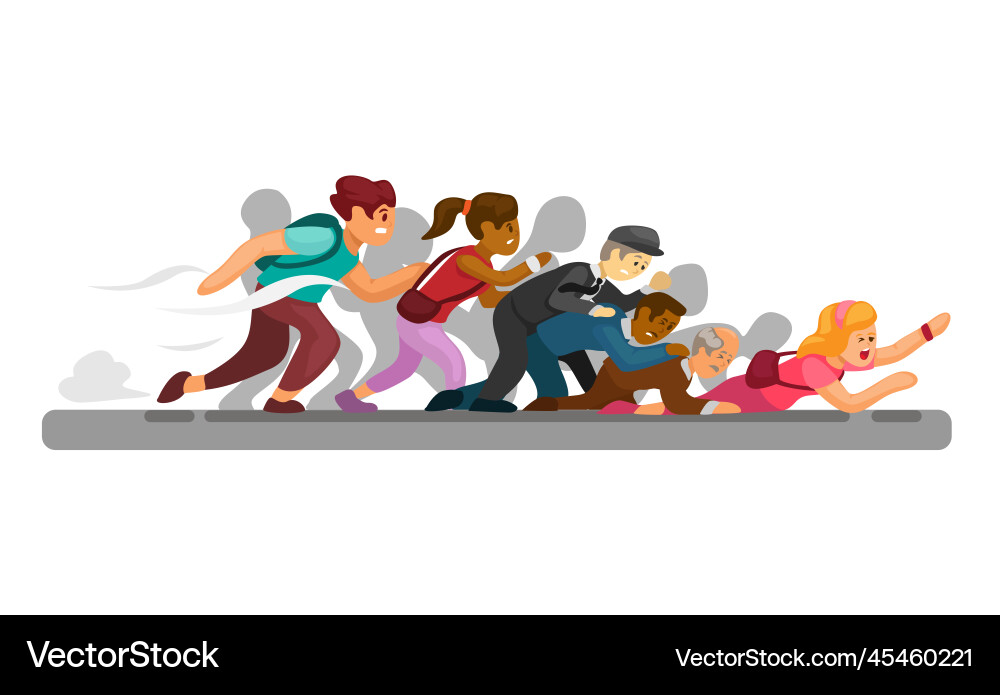 Crowd stampede crush disaster cartoon Royalty Free Vector