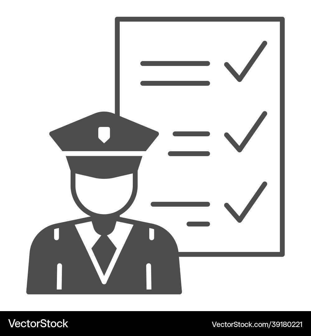 Customs officer and declaration solid icon Vector Image