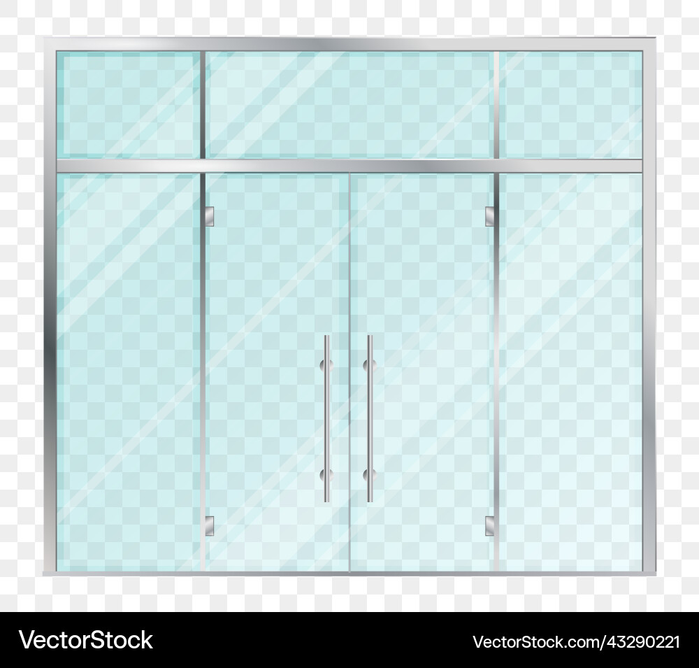 Double panoramic glass doors office Royalty Free Vector