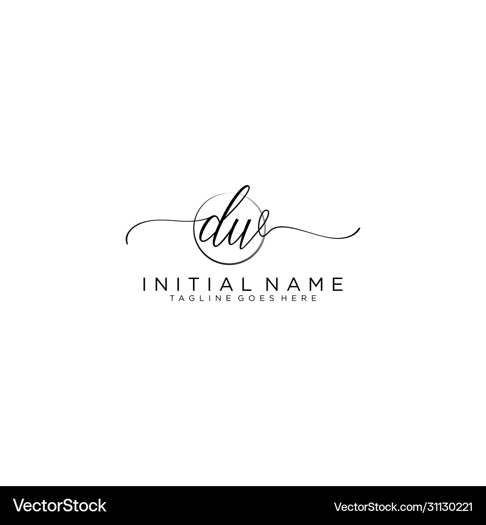 Dw initial handwriting logo with circle template Vector Image