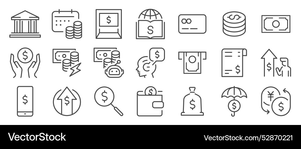 Financial icon set Royalty Free Vector Image - VectorStock