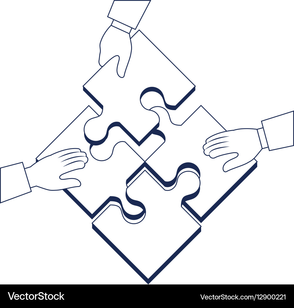 Hand human with puzzle pieces game icon Royalty Free Vector