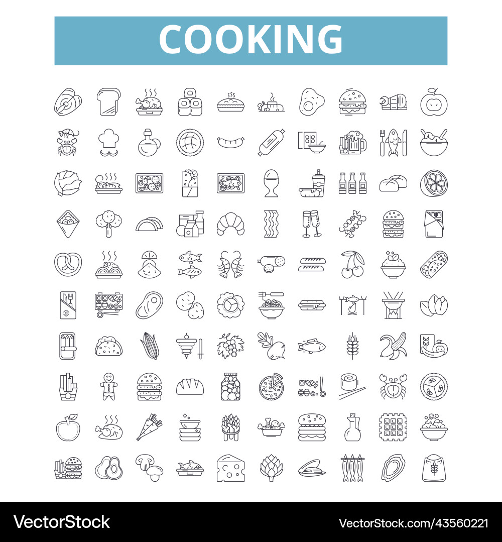 Kochen Icons Liniensymbole Web Zeichen gesetzt Vektorbild