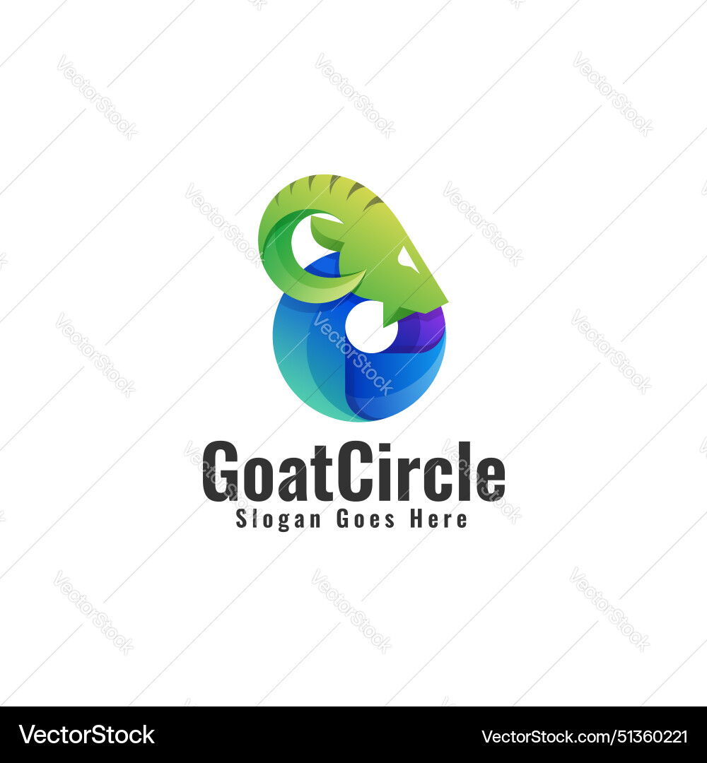 Logo goat circle gradient colorful style Vector Image