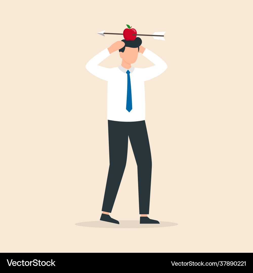 Man with apple on his head and arrow shot through Vector Image