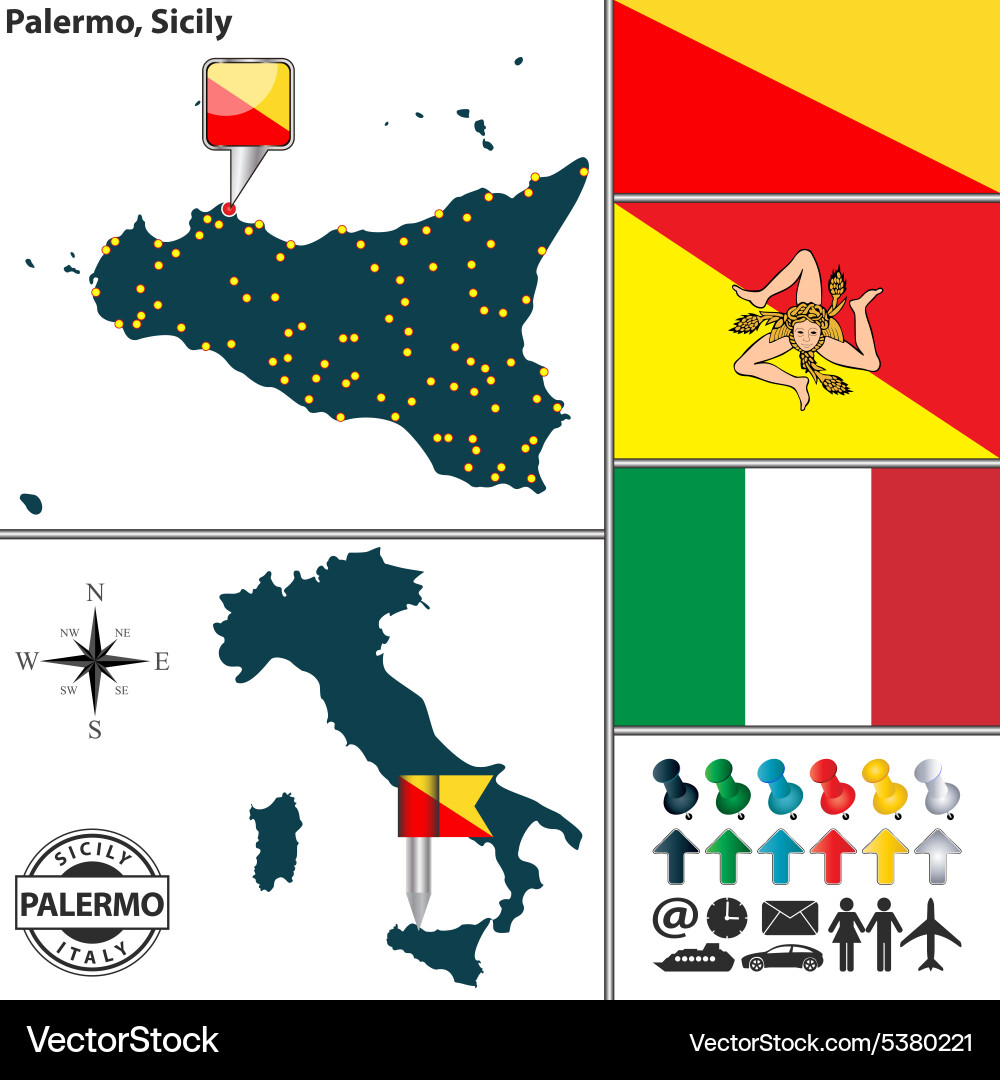 Map of Palermo, Sicily Royalty Free Vector Image