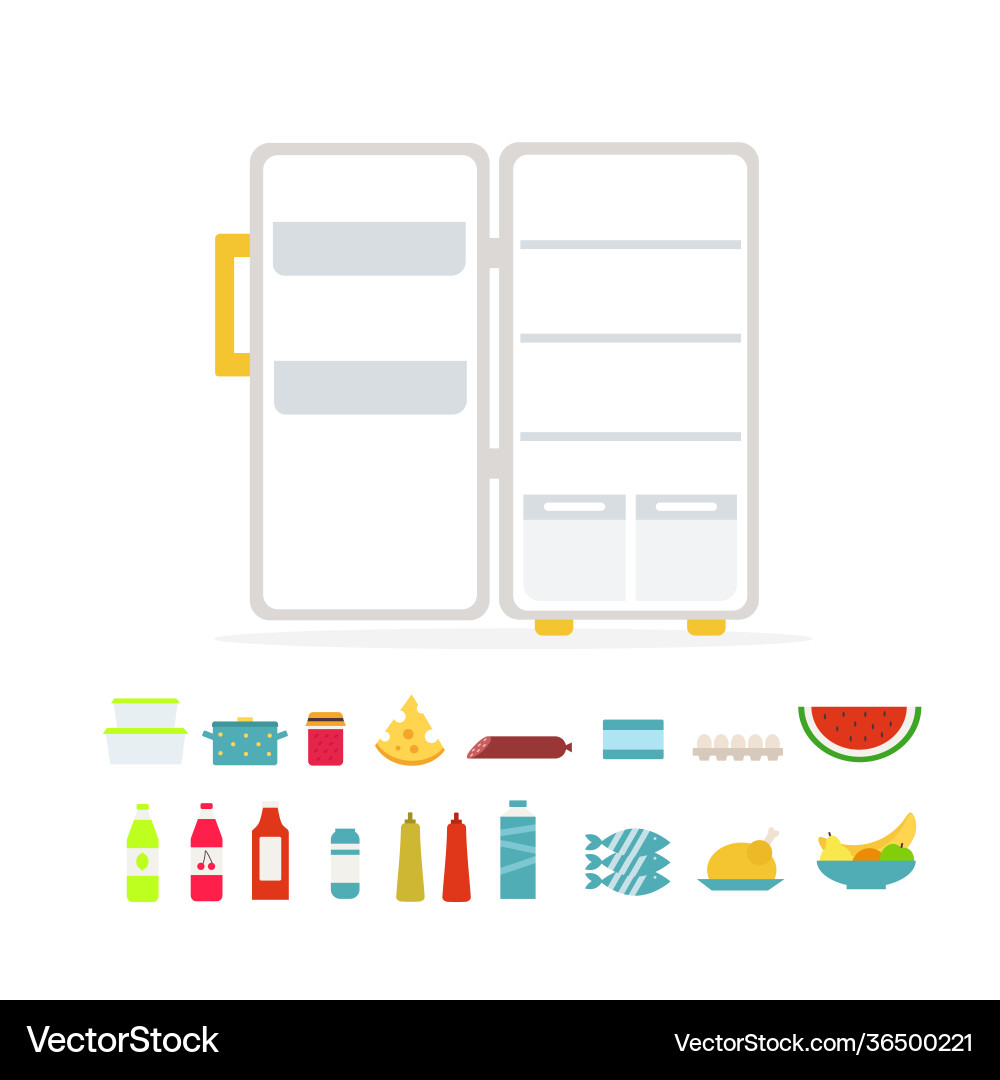 Open fridge Royalty Free Vector Image - VectorStock