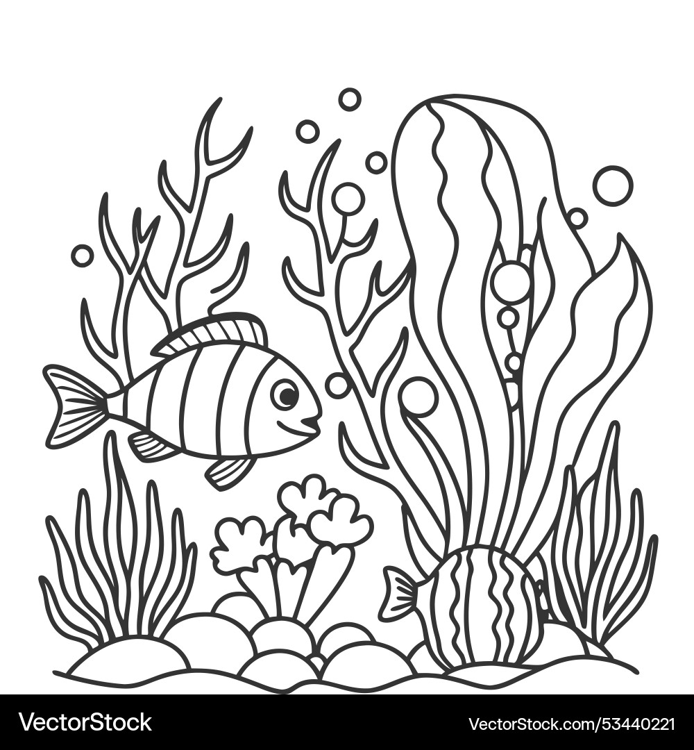 Outline of fish for coloring page Royalty Free Vector Image