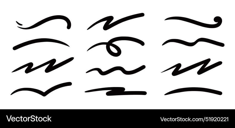 Squiggle brush scribble underline marker pen Vector Image