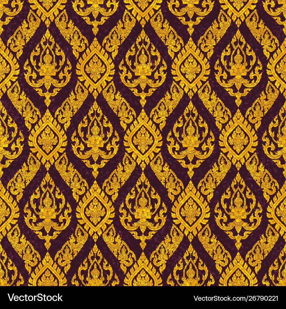 Thai Deva Floral Pattern Royalty Free Vector Image