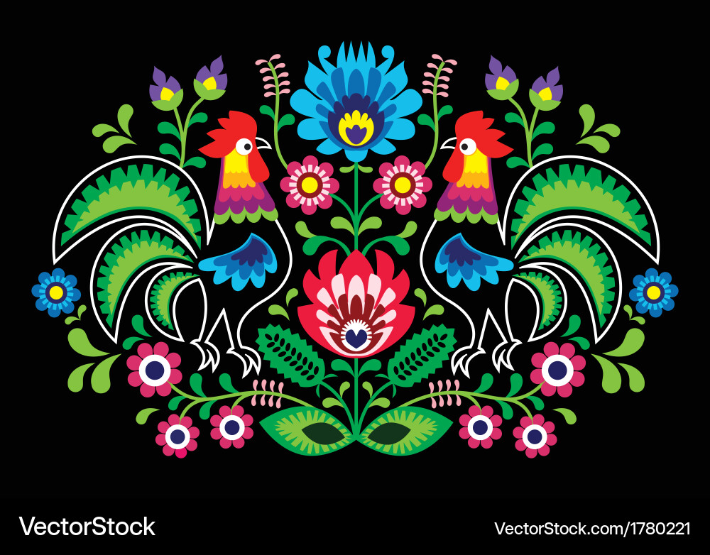 Traditional Polish Floral Embroidery Royalty Free Vector