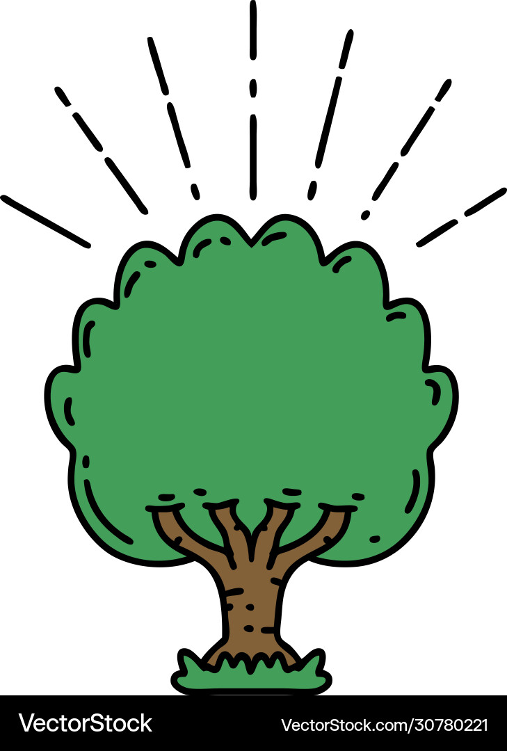 Traditional tattoo style tree Royalty Free Vector Image