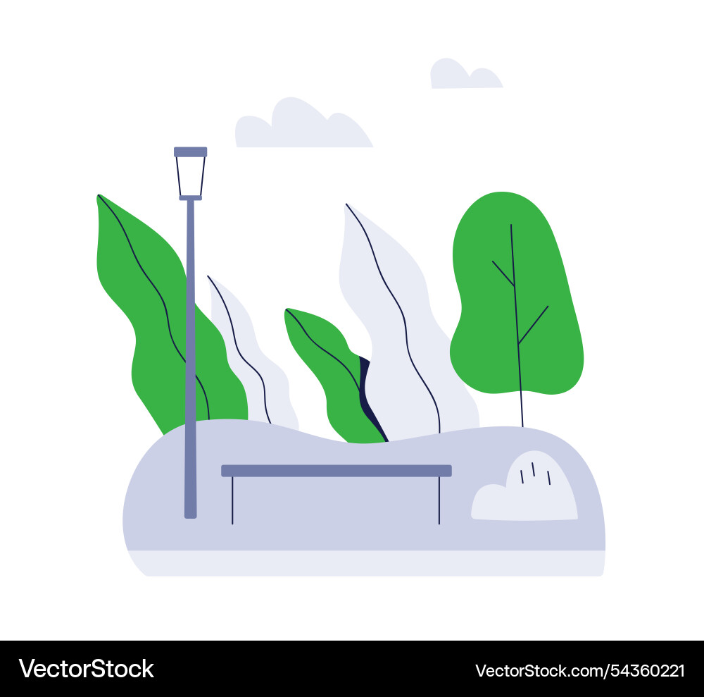 Urban park landscape with bench trees and street Vector Image
