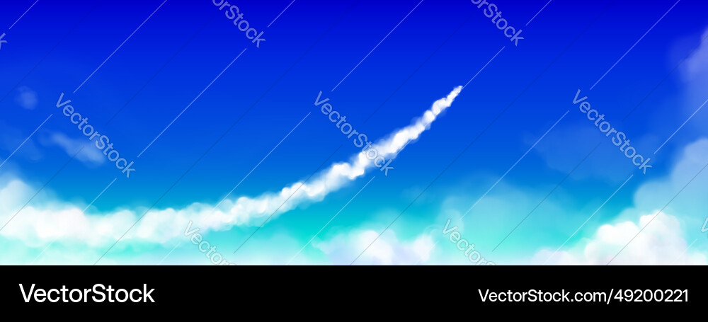 White steam trail from plane or rocket flying up Vector Image