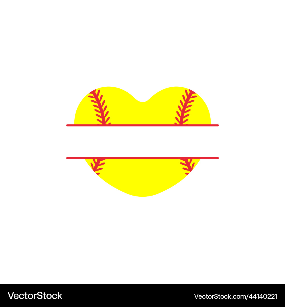 Yellow heart shaped baseball and red stitch Vector Image