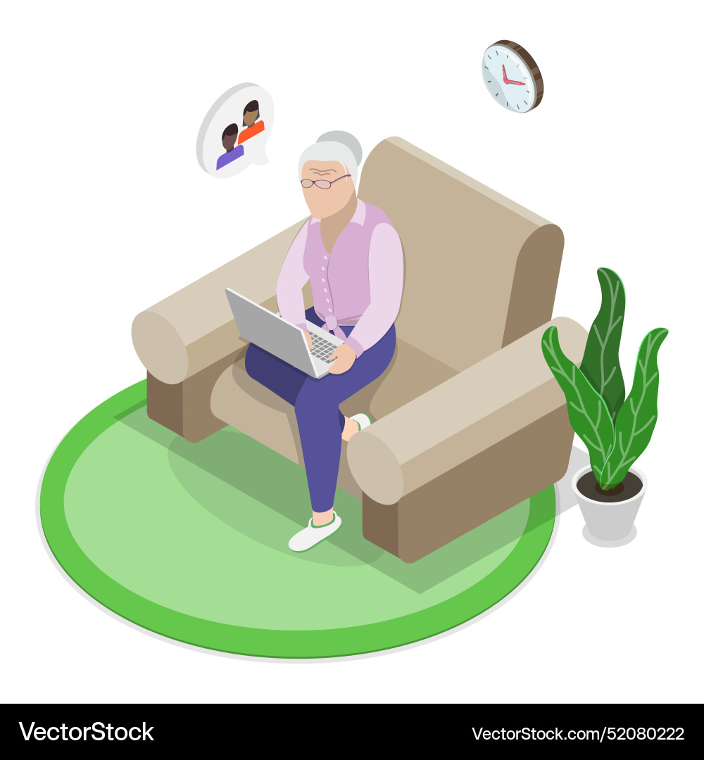 3d isometric flat of senior Royalty Free Vector Image