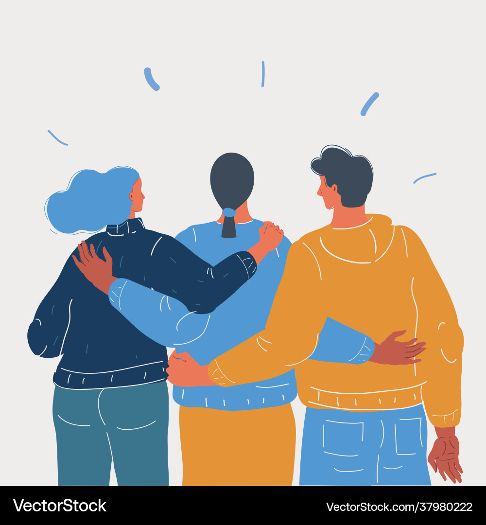 Back view yong people Royalty Free Vector Image