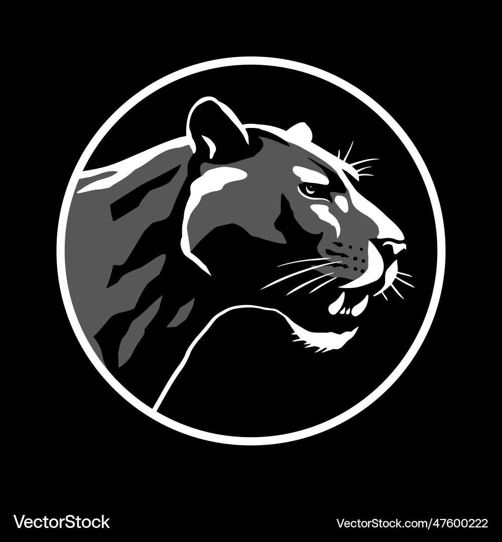 Black panther head logo emblem on a dark Vector Image