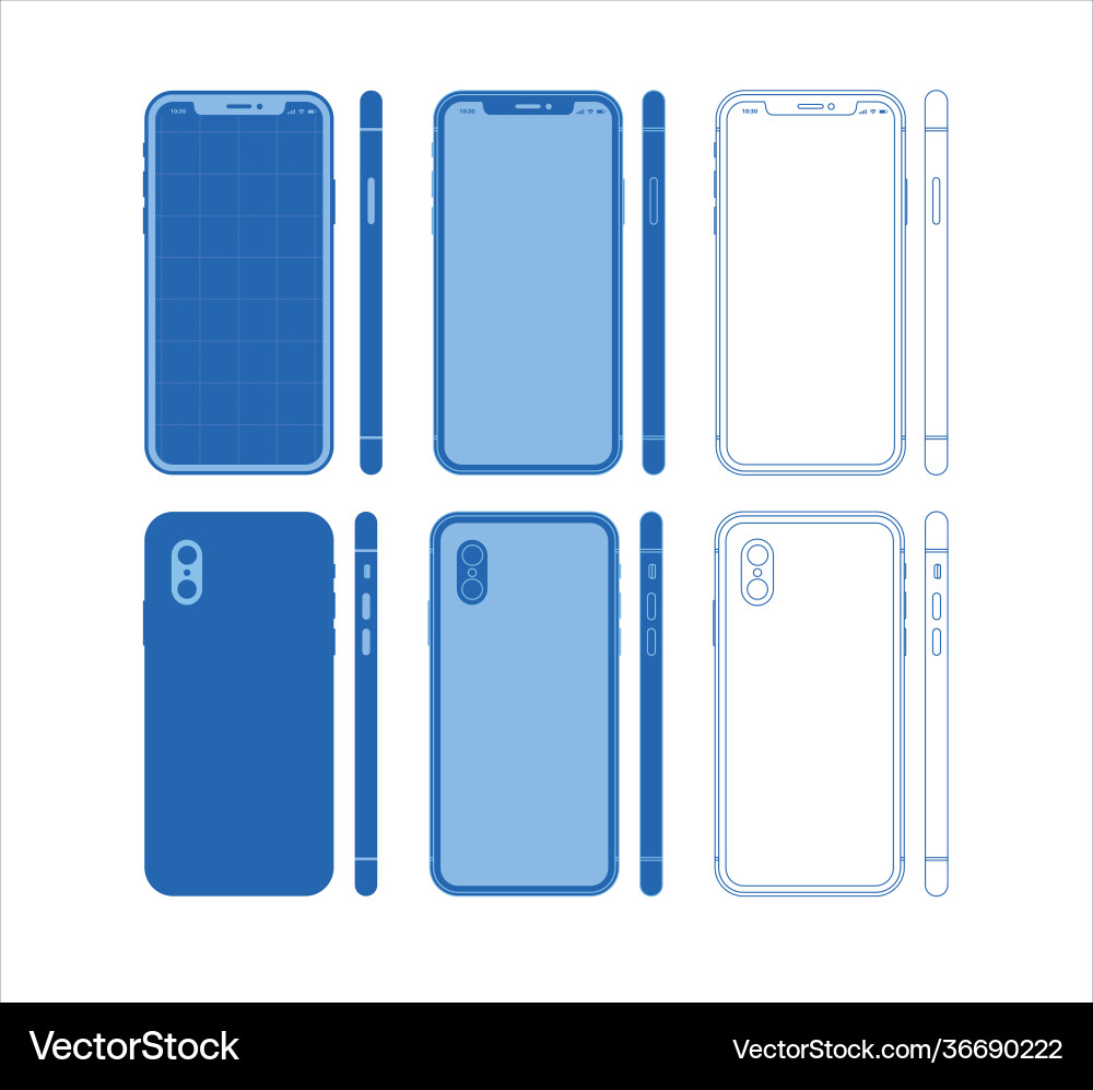 Blueprint mobile phone wireframe app template blue
