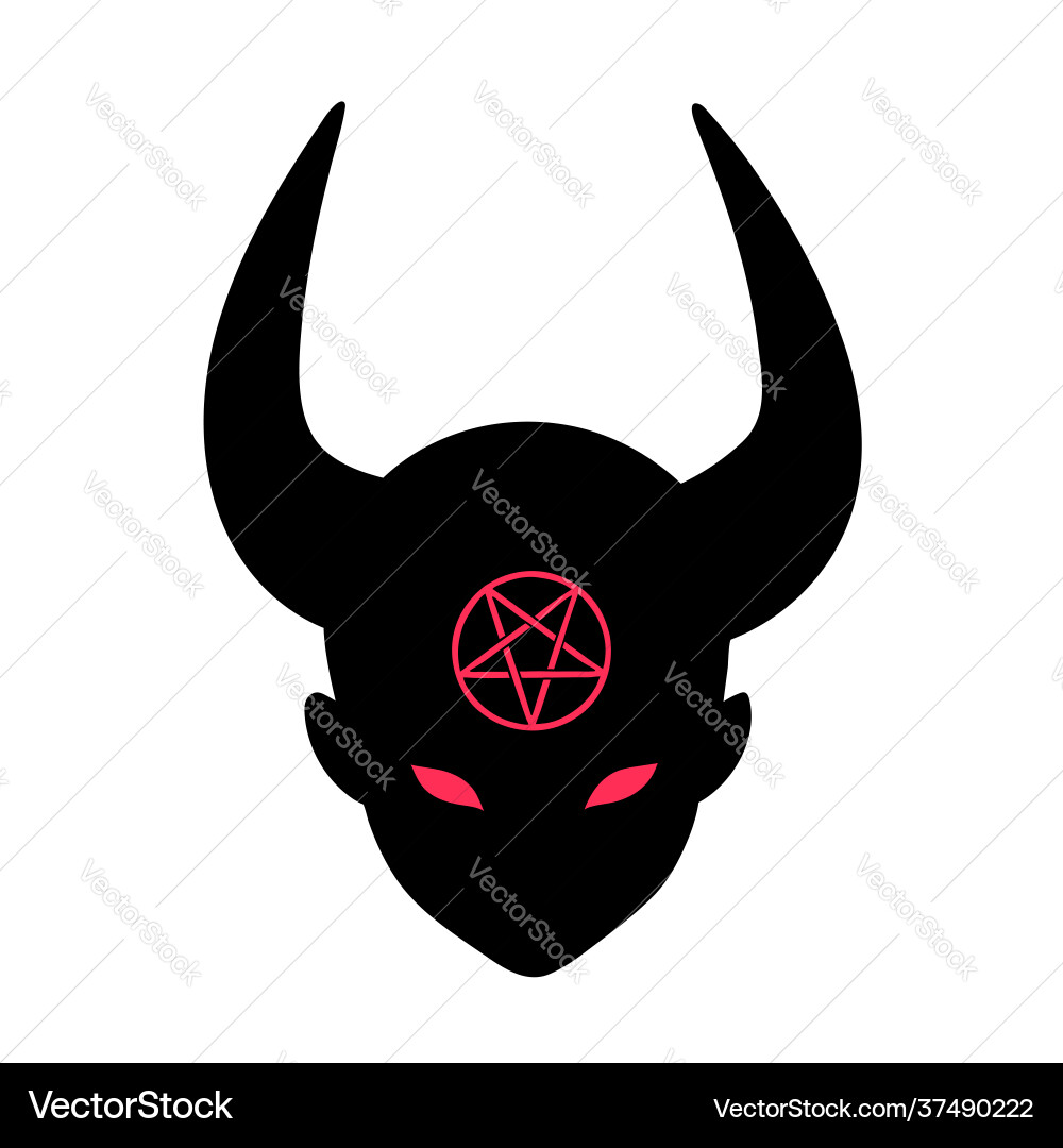 Devil face with glowing eyes Royalty Free Vector Image