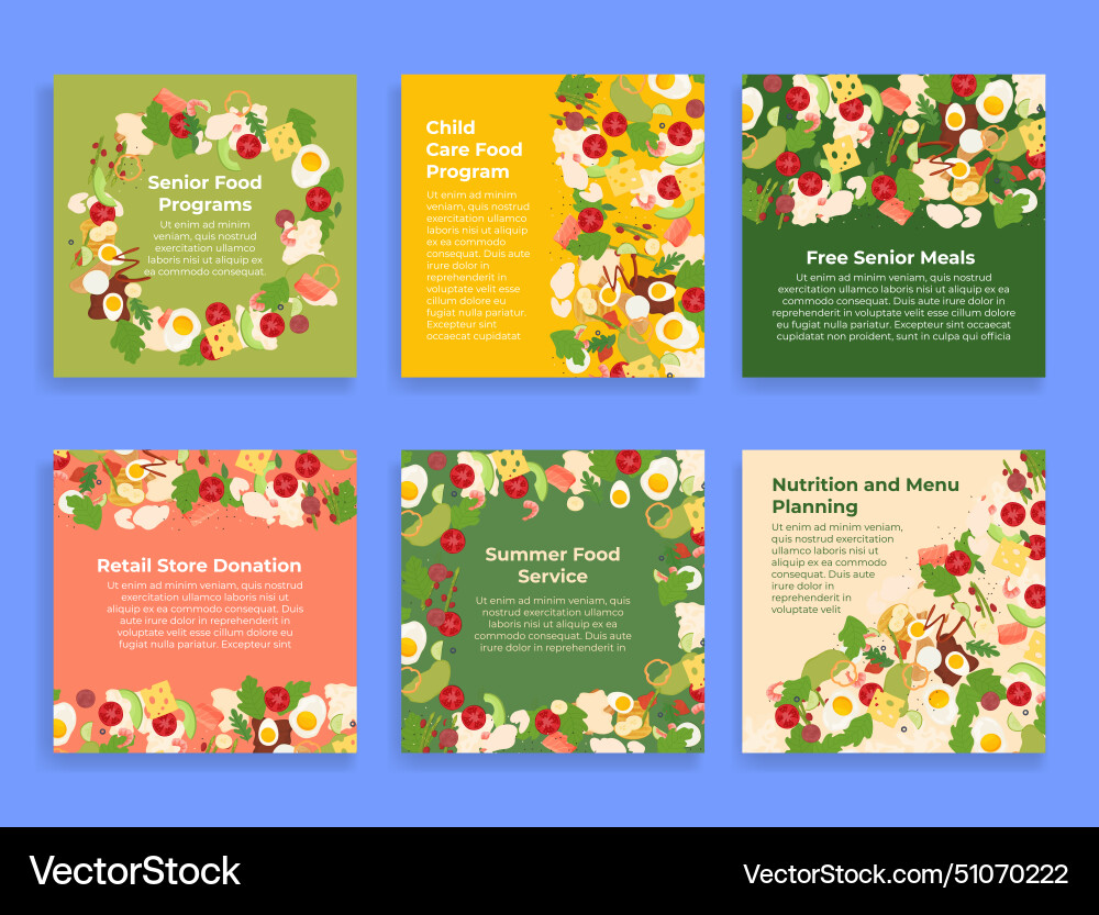 Food program nutrition menu service social media Vector Image